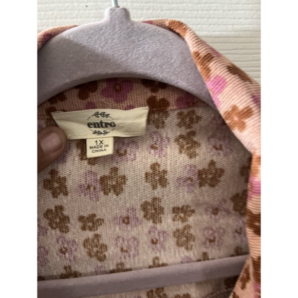 entro | Sweaters | Entro Pink Flower Boho Hippie Corduroy Button Up ...